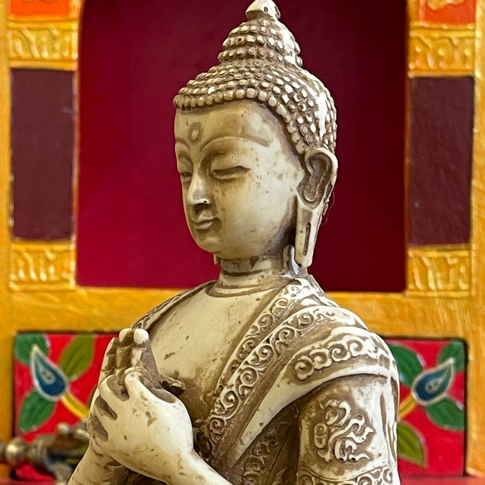 Large Sand-Colored Buddha Statue in Dharmachakra Mudra for Home Decor ...