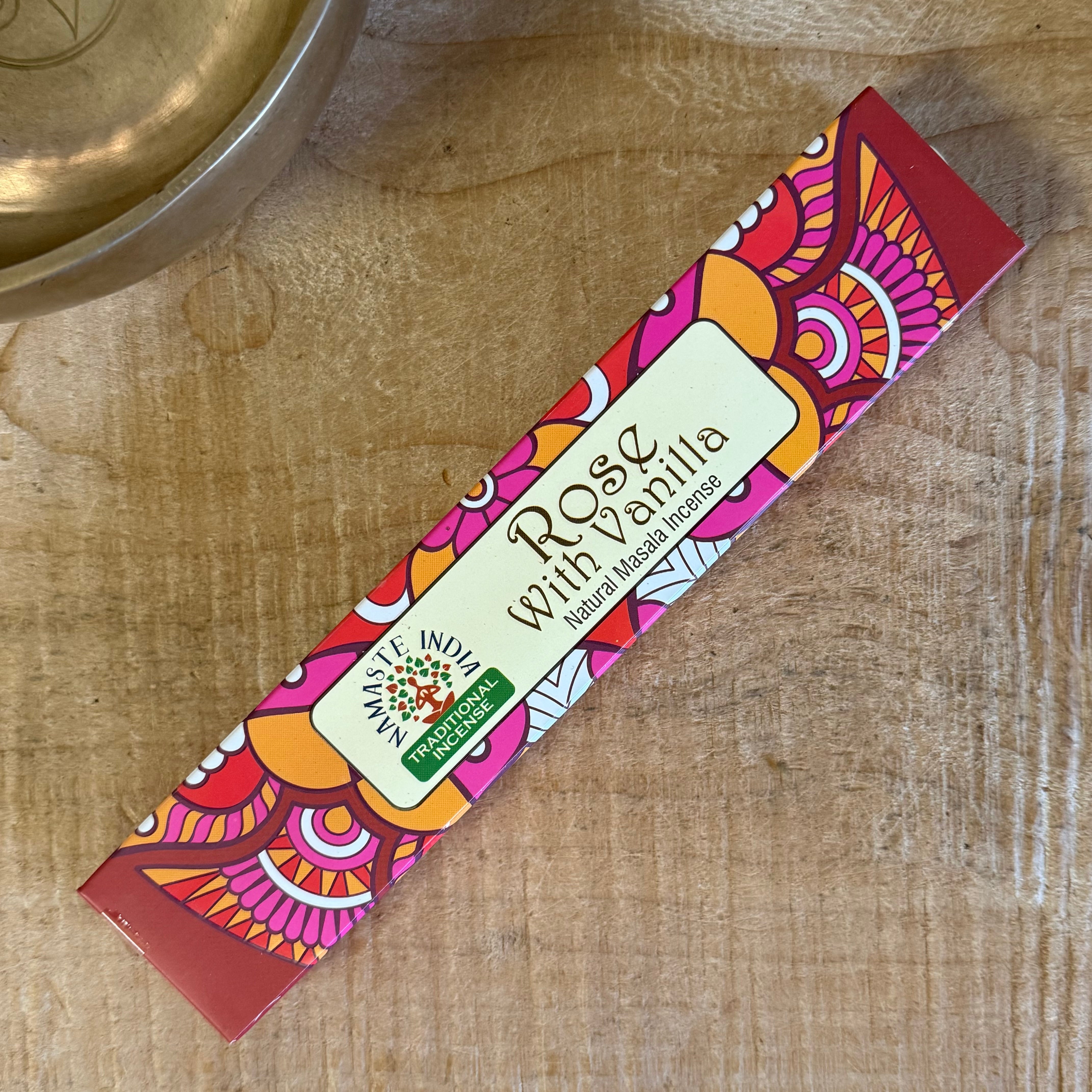 Namaste India Rose & Vanilla Incense – Soft Floral Spiritual Aroma ...