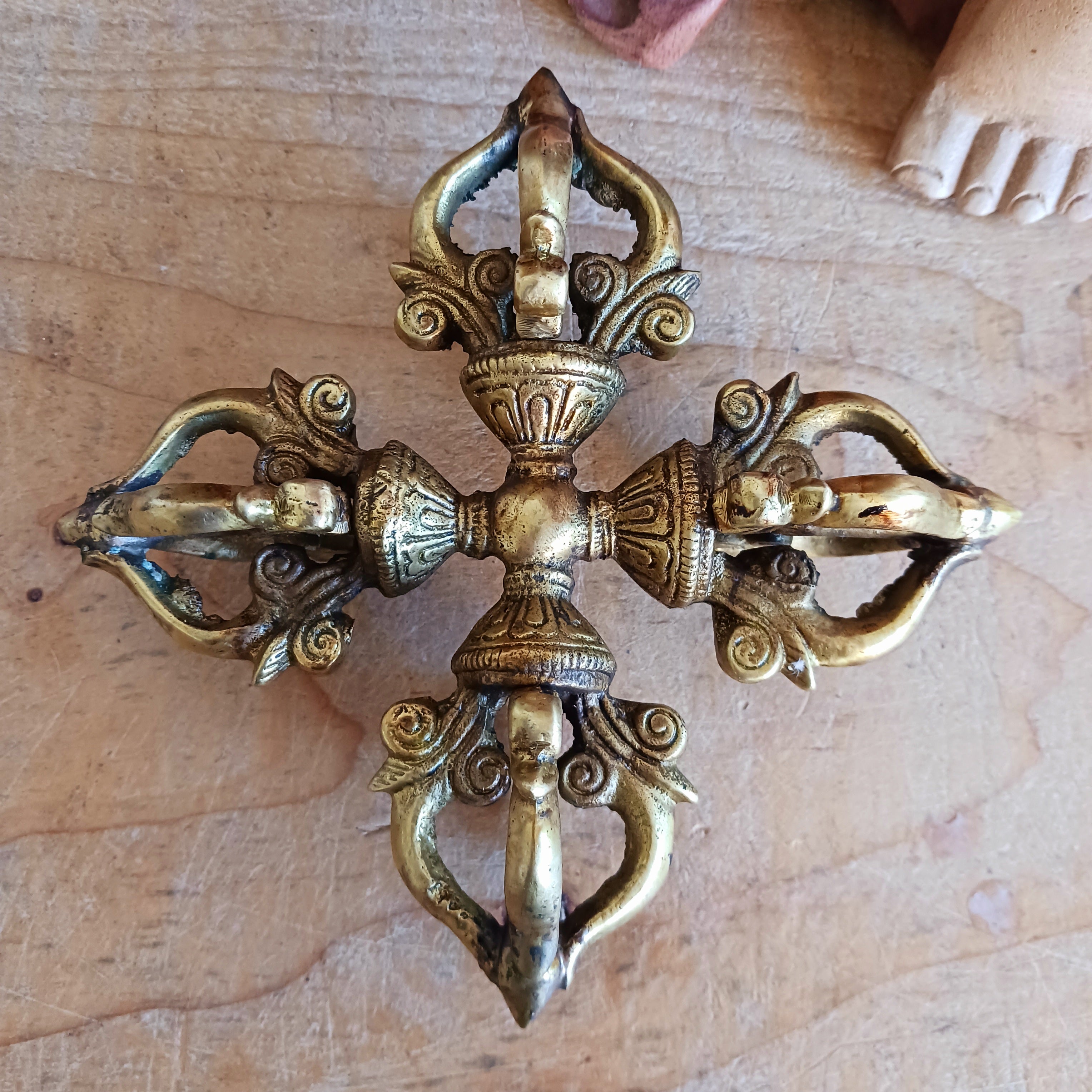 Handmade Tibetan Lotus Double Dorje – Ritual Vajra Symbol of Protection ...