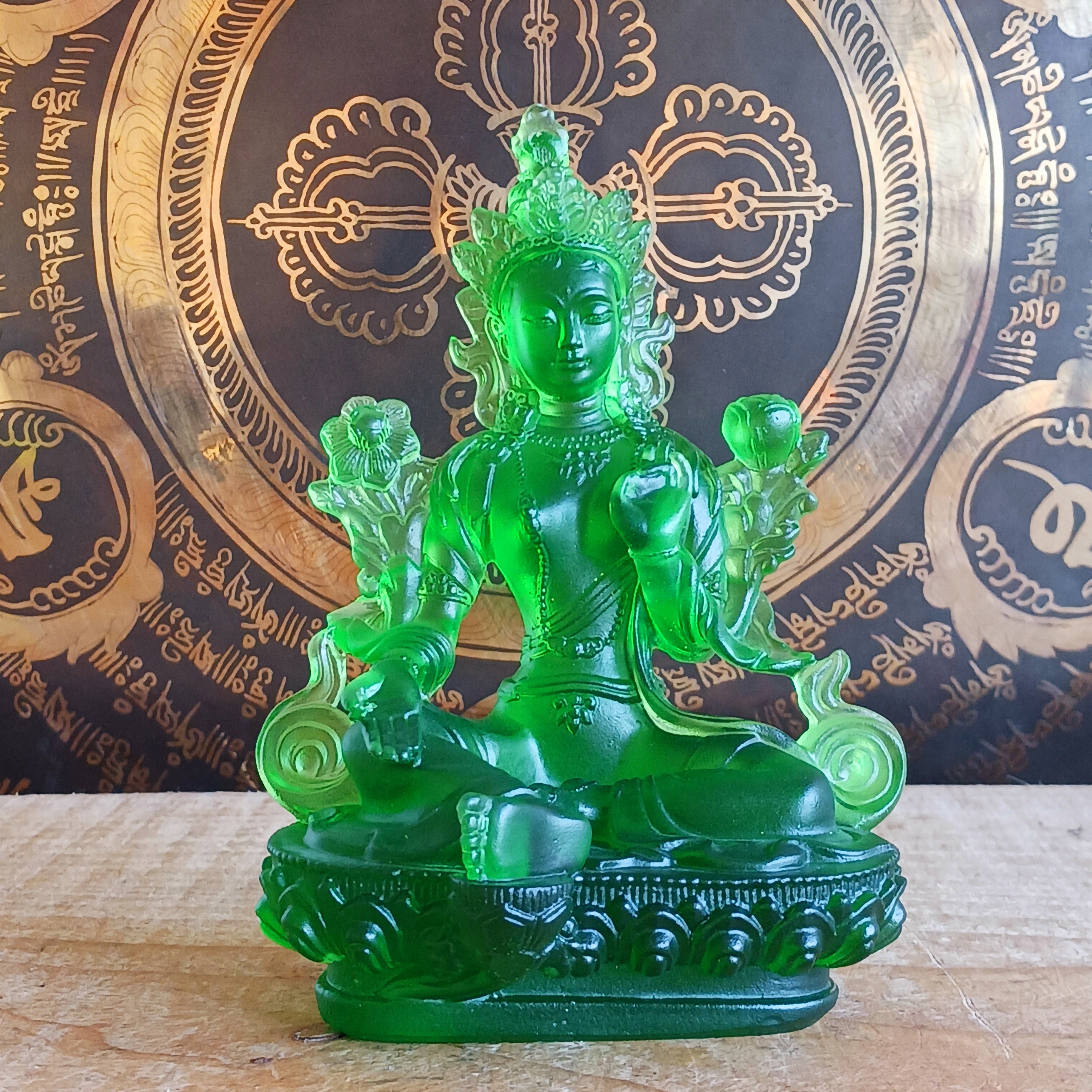 Transparent Green Tara Statue in Glazed Glass – Spiritual Decor – The ...
